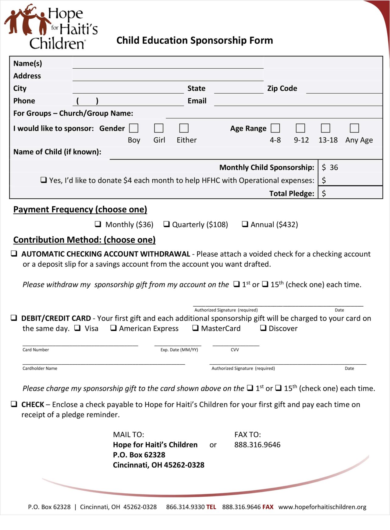 Publications & Forms | Hope for Haiti’s Children